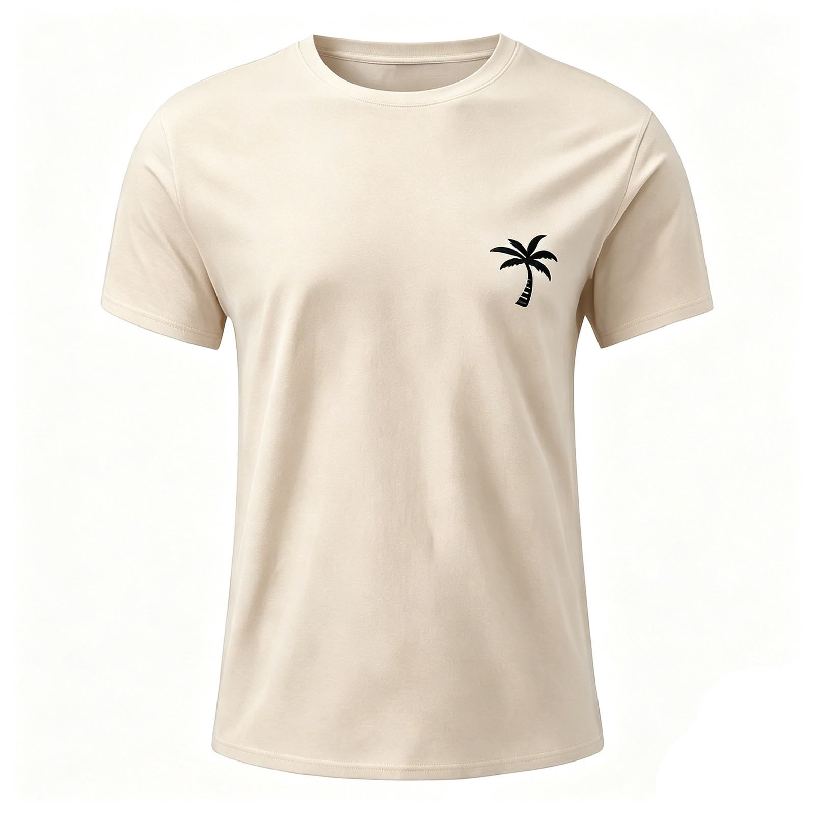 Boys Tops Summer Solid Color Coconut Tree Print Boys Blouse,Beige,6-7 ...