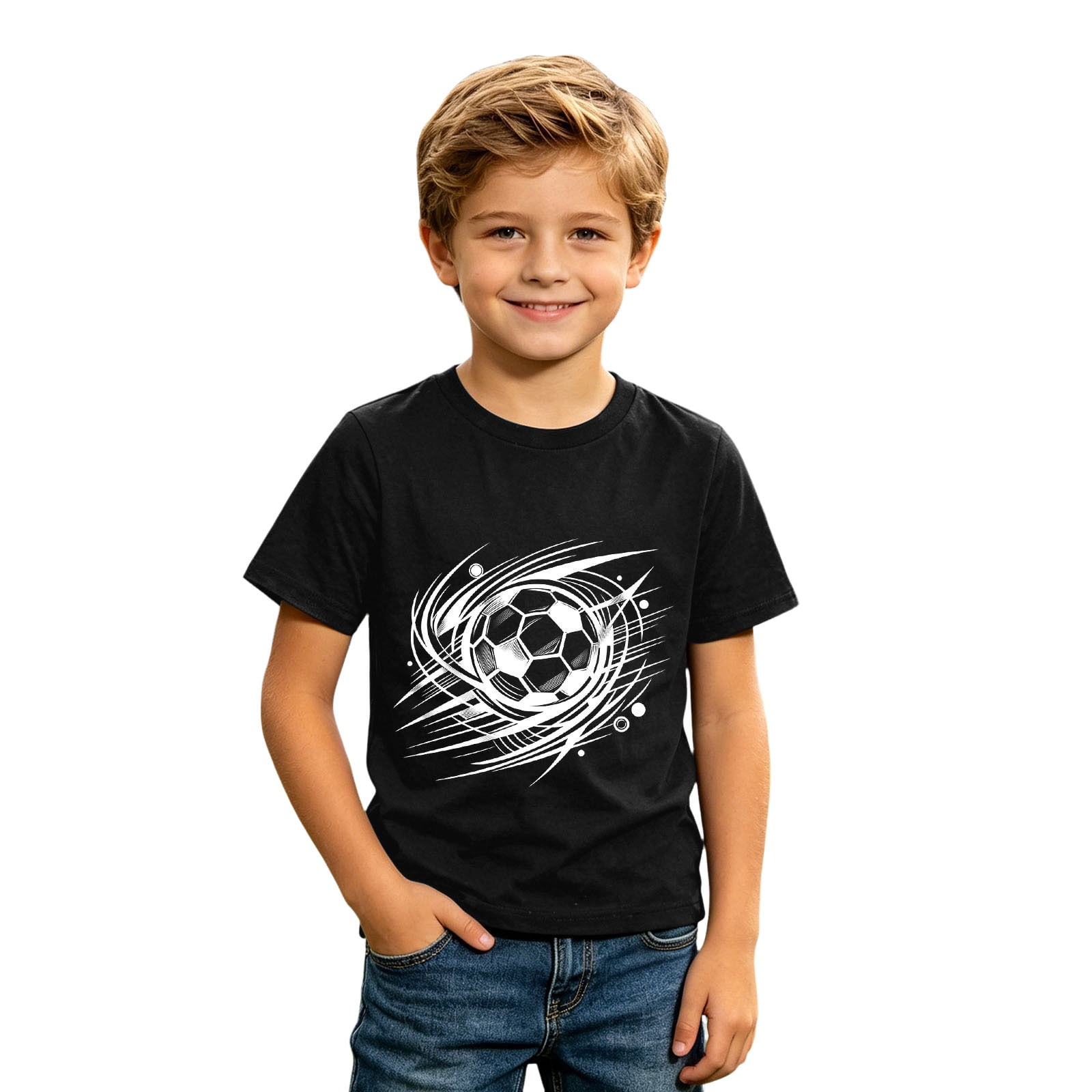Boys Tops Summer Theme Printed Short Sleeve Rugby Shirt for Boy,Black,2 ...