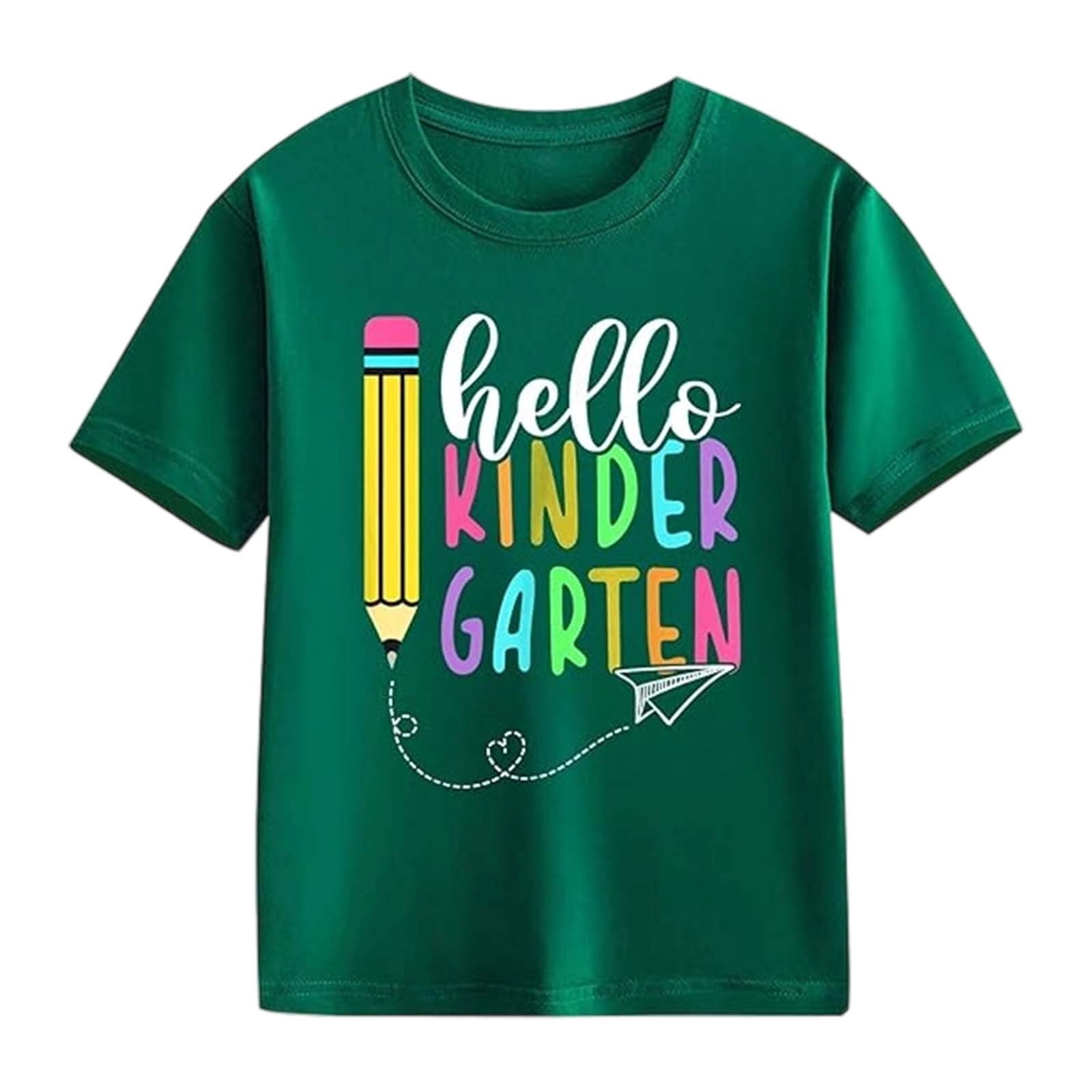 Boys Tops Trendy Back School Rock Hand Print Short Sleeve Elastic Waist ...