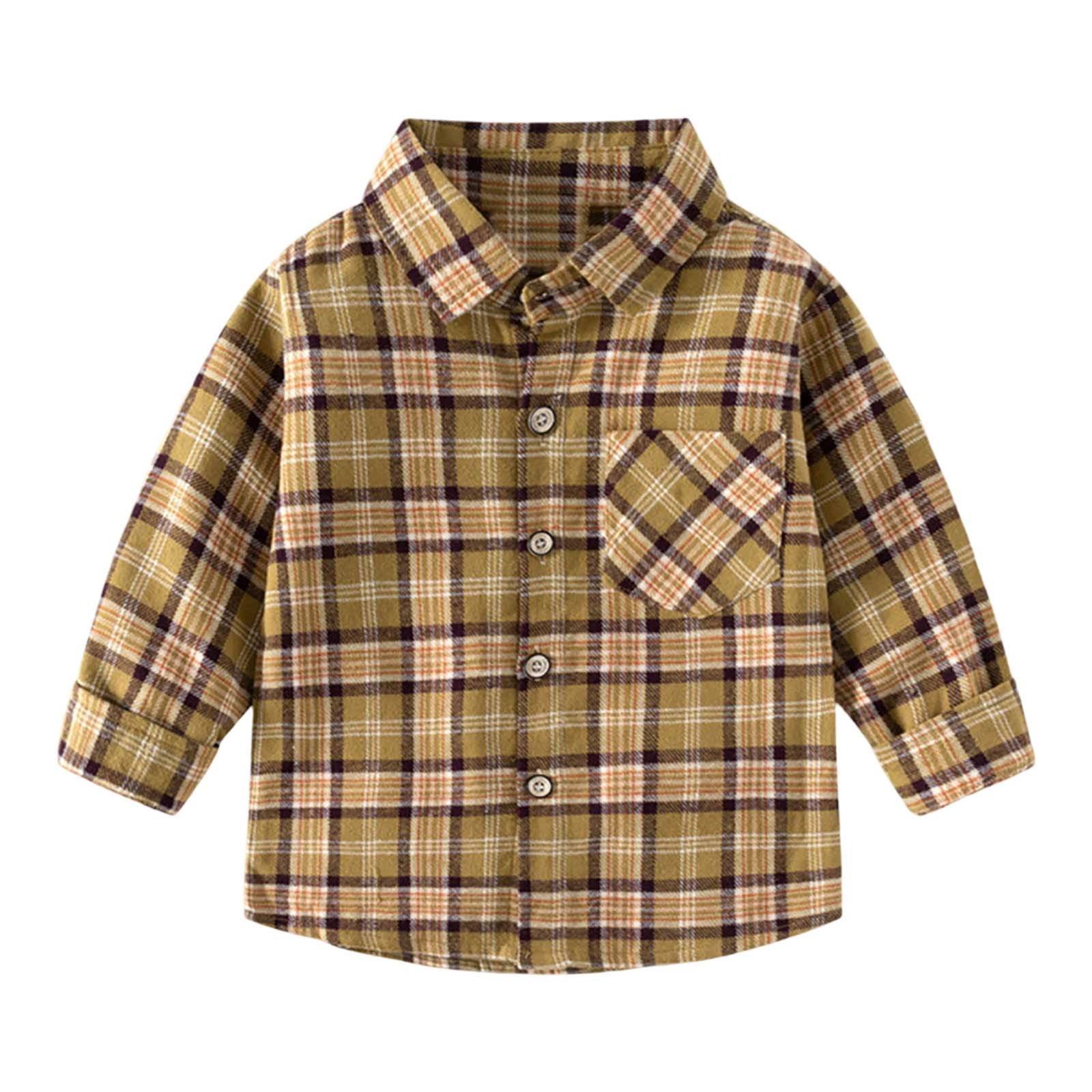Boys Tops Trendy Plaid Print Long Sleeve Button Down Boys Athletic Tops ...