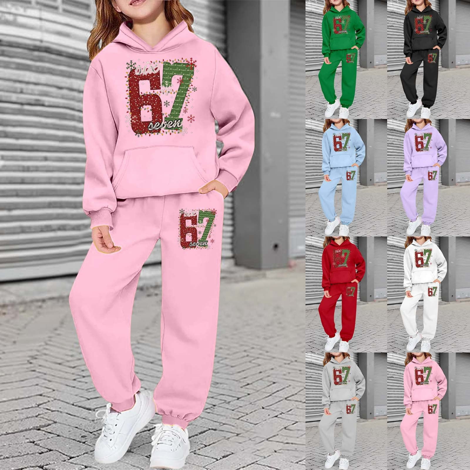 Boys Tracksuit Cartoon 67 Print Hoodies Jogger Pants Casual Hip Hop ...