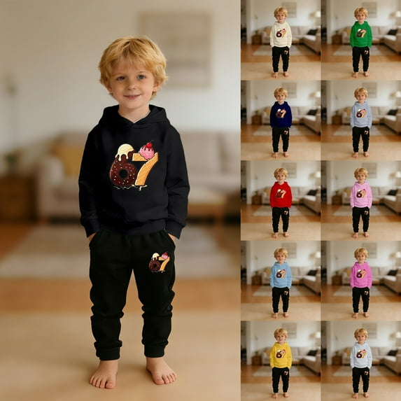 Boys Tracksuit Casual 67 Print Hoodie Pants Cute Music Party Playwear ...