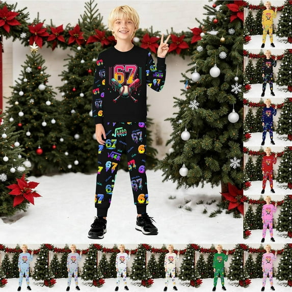 Boys Tracksuit Playful 67 Print Sweatshirt Pant Comfortable Casual Hip ...