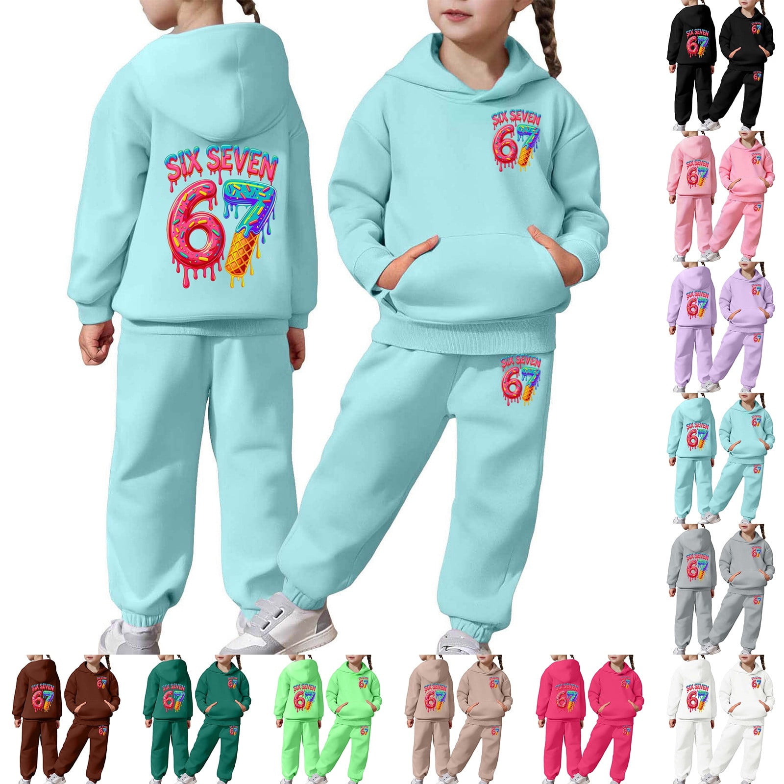 Boys Tracksuit Set 14-16 Hoodie Pullover Tops Pants 67 Graphic Soccer ...