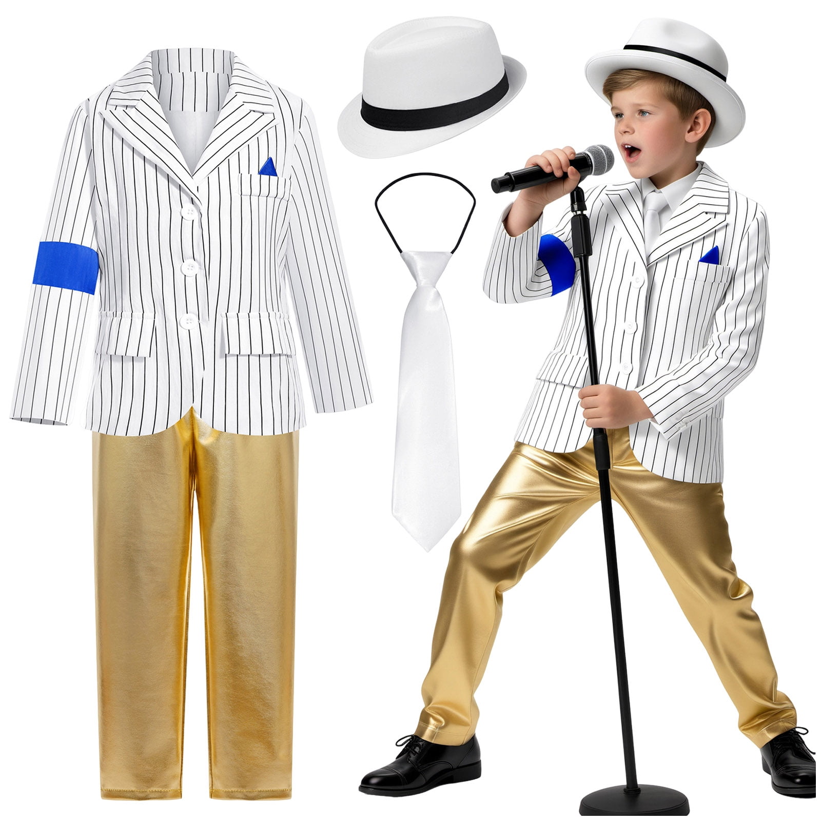 Boys Tracksuit Set 80s 90s Pop Star 𝐂ostume Set, Black Sequin Jacket ...