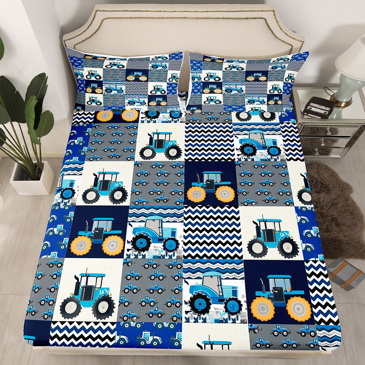 Tractor Fitted Sheet Twin Size Equipment Trucks Bed Sheets Construction ...