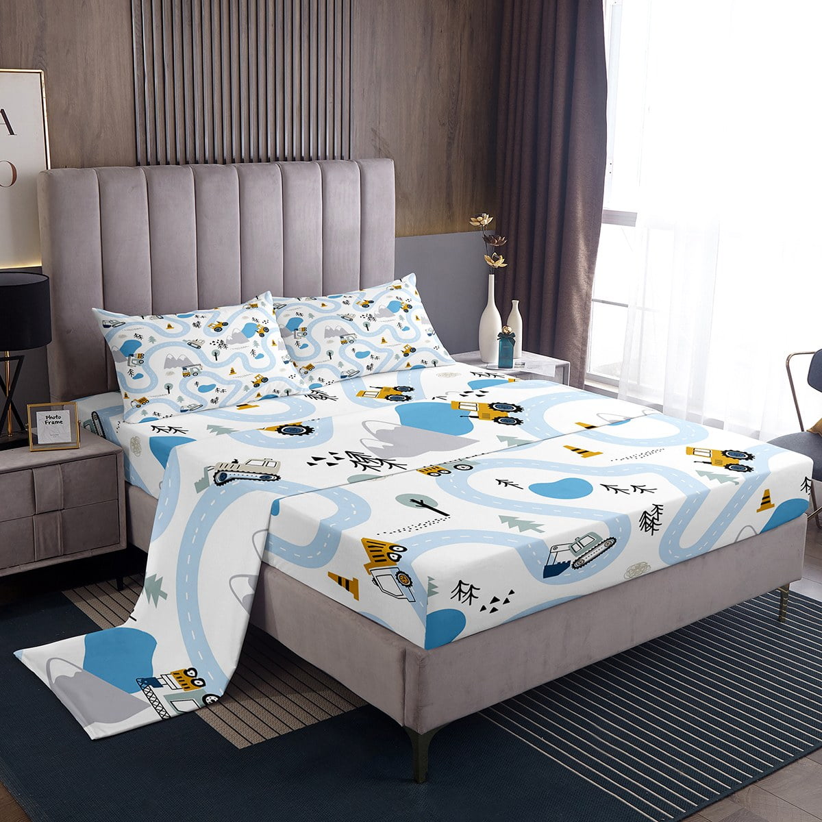 Truck Full Sheet Set Cartoon Construction Sheets, Excavator Bulldozer ...