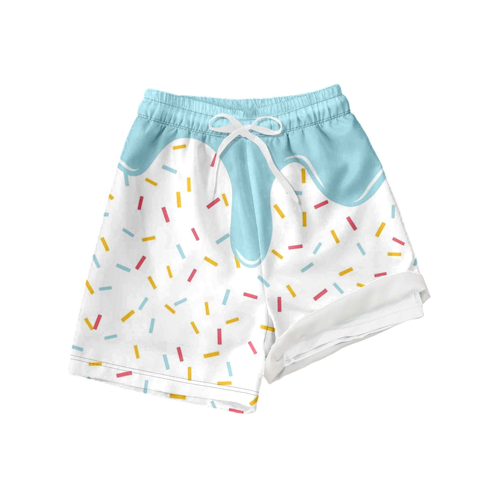 Boys Trunks Double Layer with Drawstring Ice Print Beach for Kids Youth ...