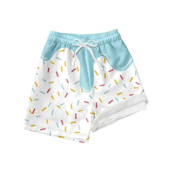 Boys Trunks Double Layer with Drawstring Ice Print Beach for Kids Youth ...