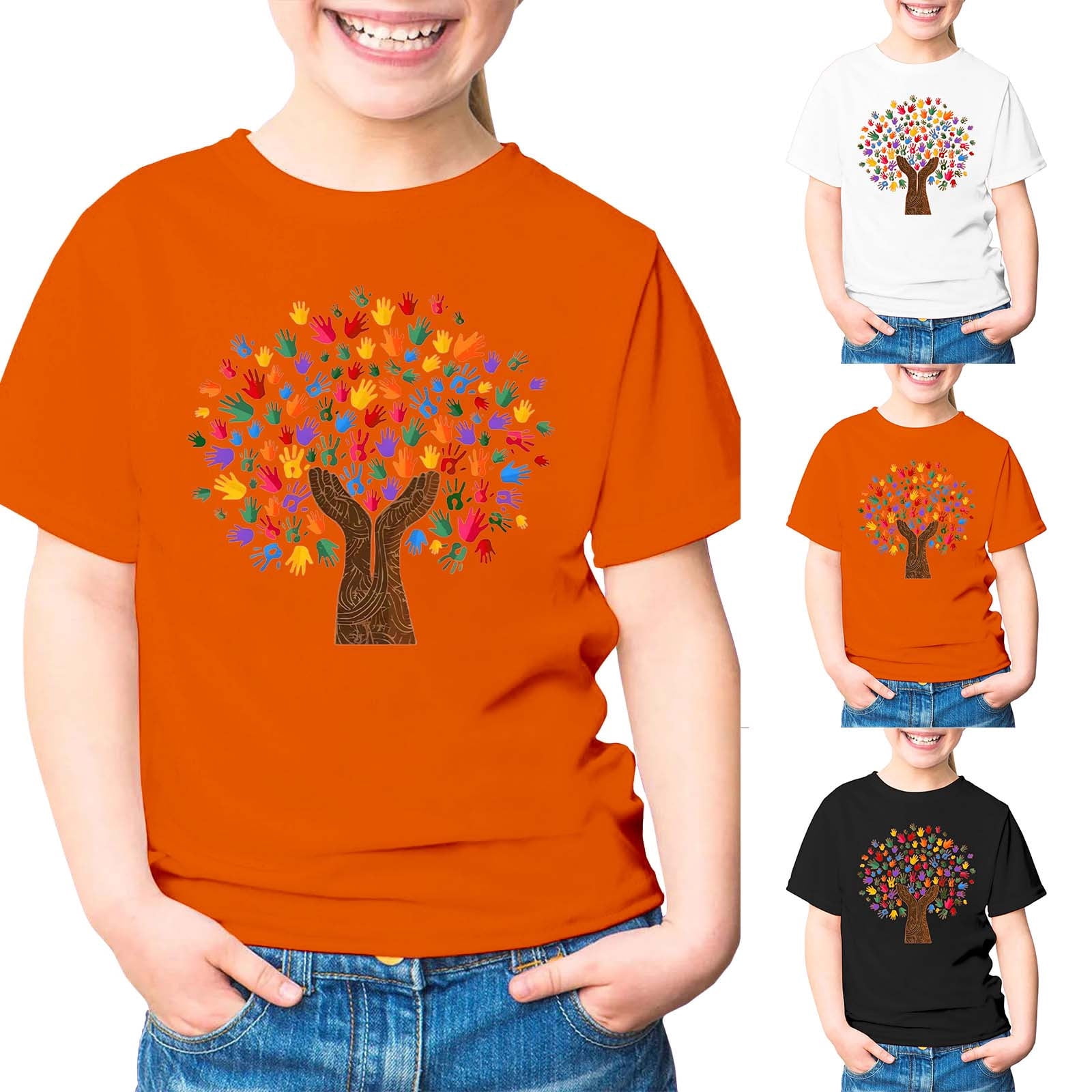 Boys Tshirts Cartoon Print Crew Neck Short Sleeve Basic Tee Tops for ...