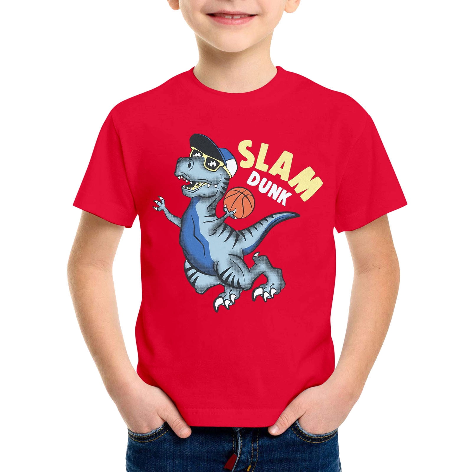 Boys Tshirts Crew Neck Dinosaur Print Short Sleeve T Shirt for Active ...