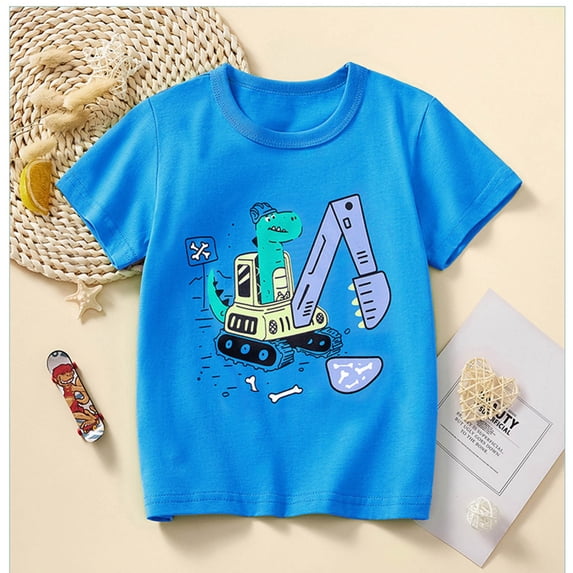 Boys Tshirts Dinosaur Print Crew Neck Short Sleeve Tops for Play Boys ...