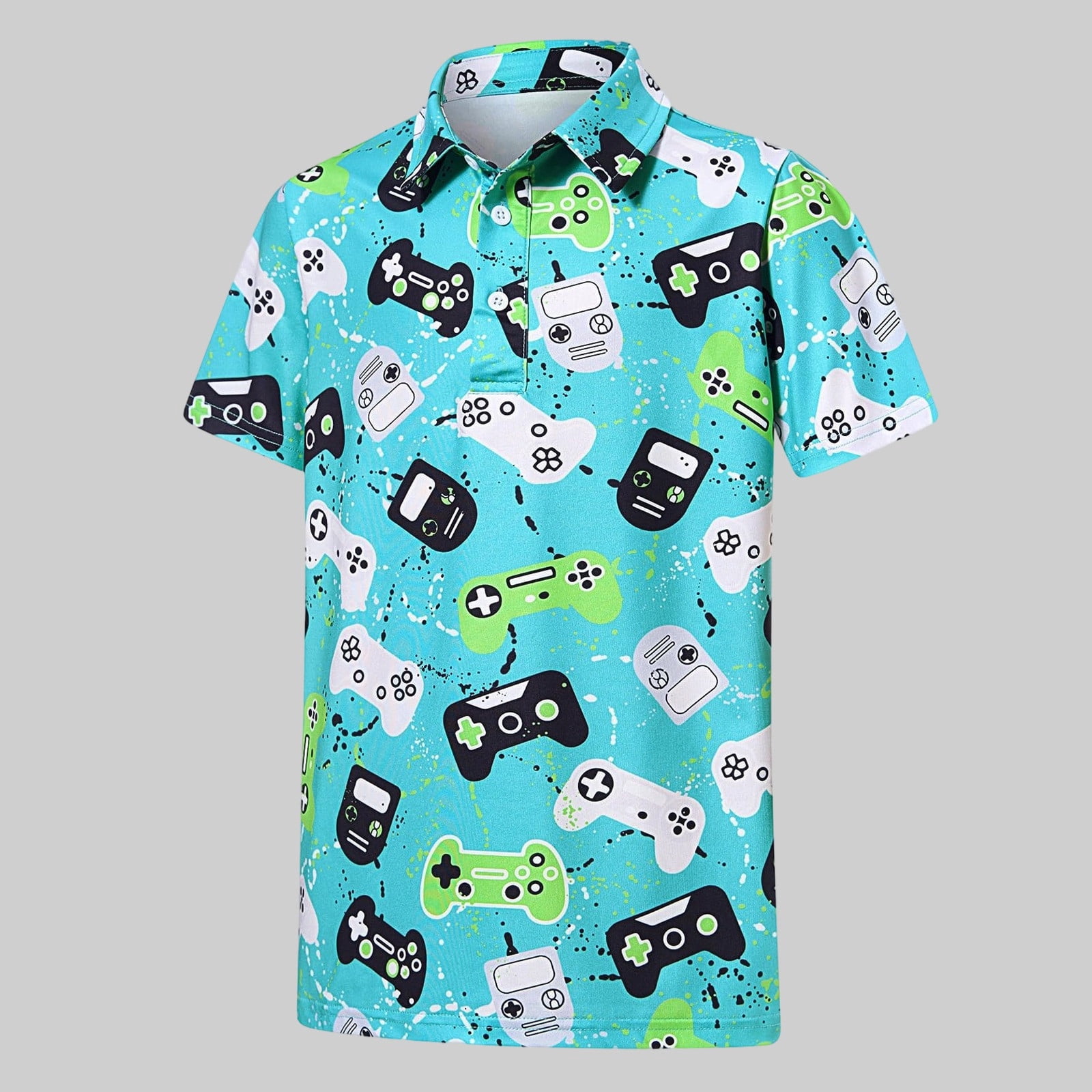 Boys Tshirts Kids Print Short Sleeve Polo Shirt Casual Golf Style Top ...