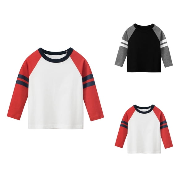 Boys Tshirts Long Sleeve Stripe Patchwork Color Casual Tops for Autumn ...