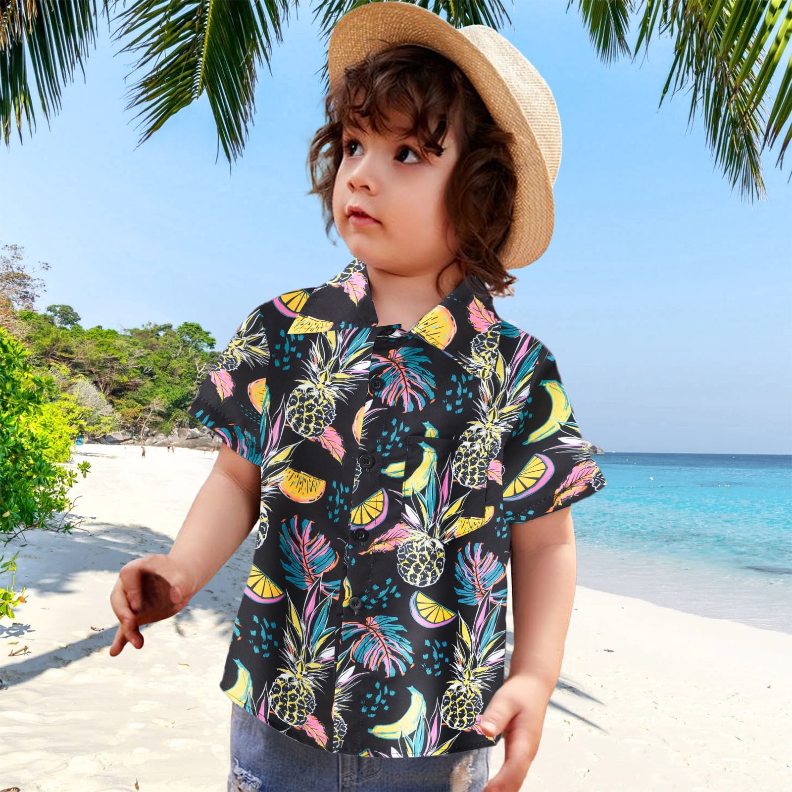 Boys Tshirts Loose Fit Vacation Casual Short Sleeve Tops Collar ...