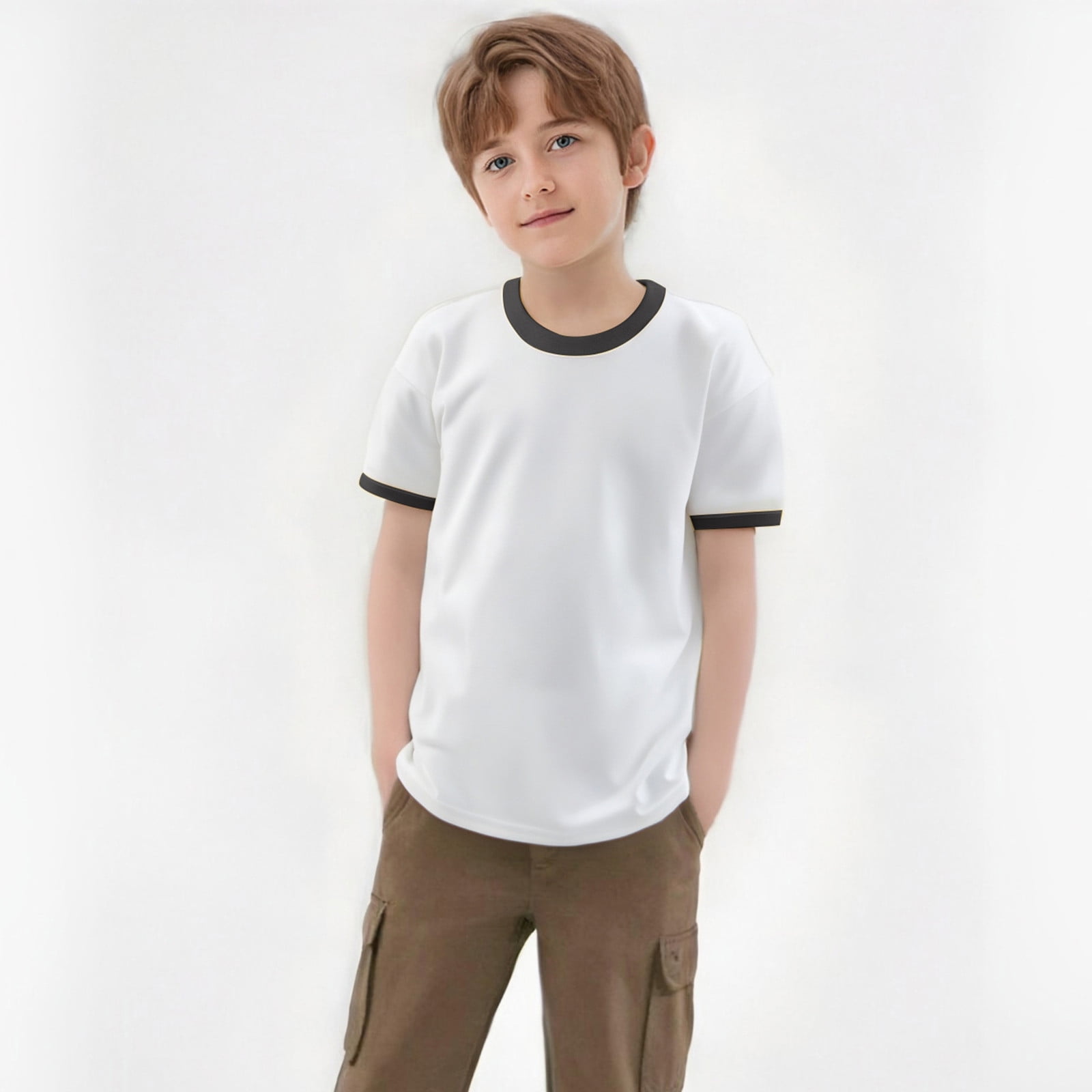 Boys Tshirts Round Neck Short Sleeve Grey Shirt Boys Plain Basic Boy ...