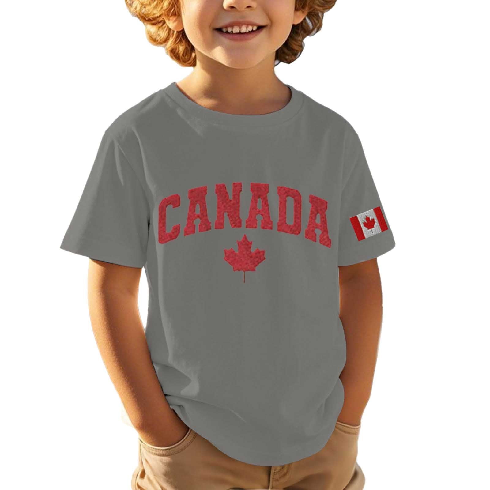 Boys Tshirts Shirts Graphic Embroidered Maple Leaf Canadian Patriotic ...