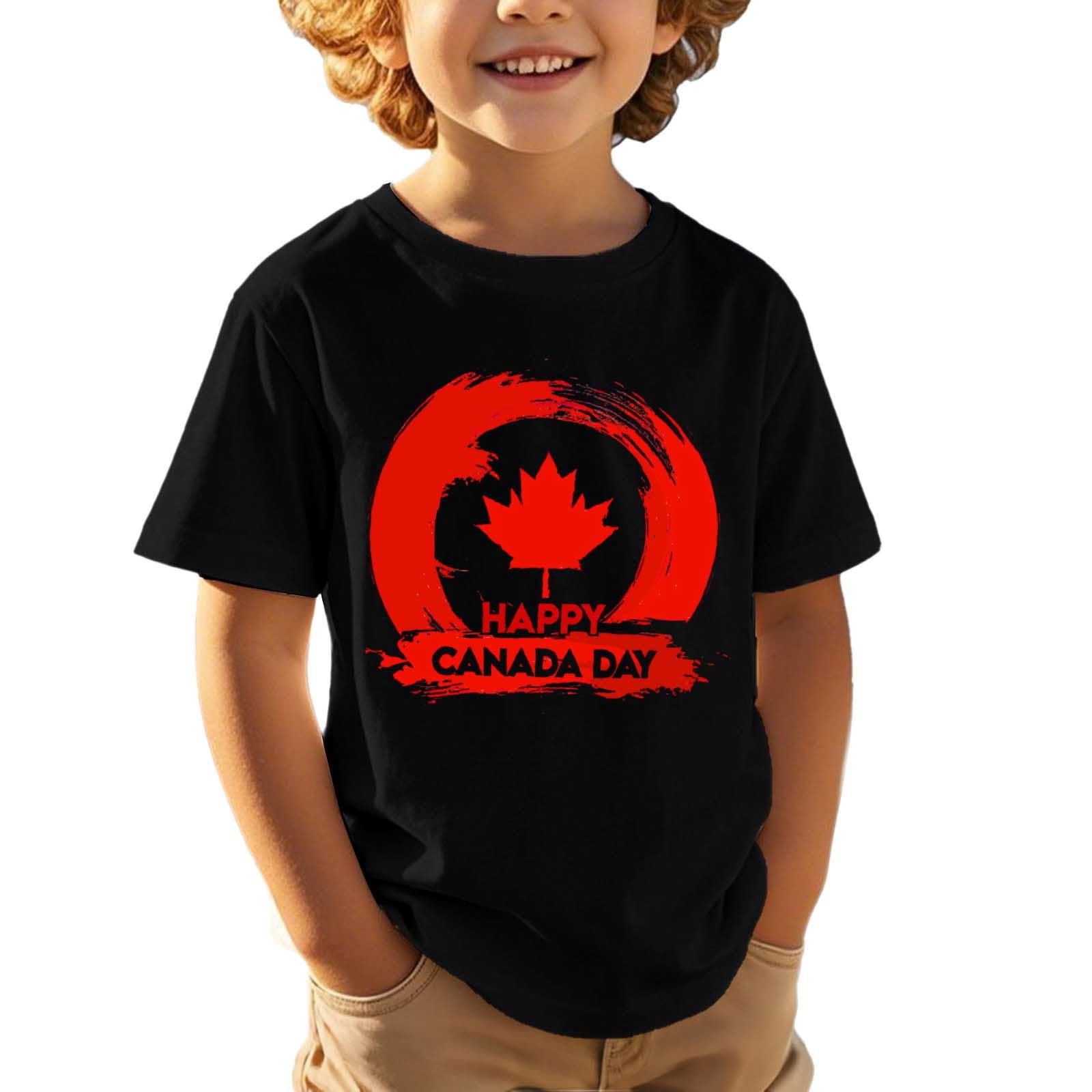 Boys Tshirts Shirts Graphic Embroidered Maple Leaf Canadian Patriotic ...