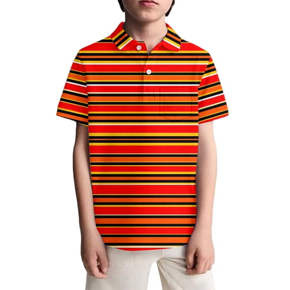 Boys Tshirts Shirts Striped Polka Print Short Sleeve Chest Pocket ...