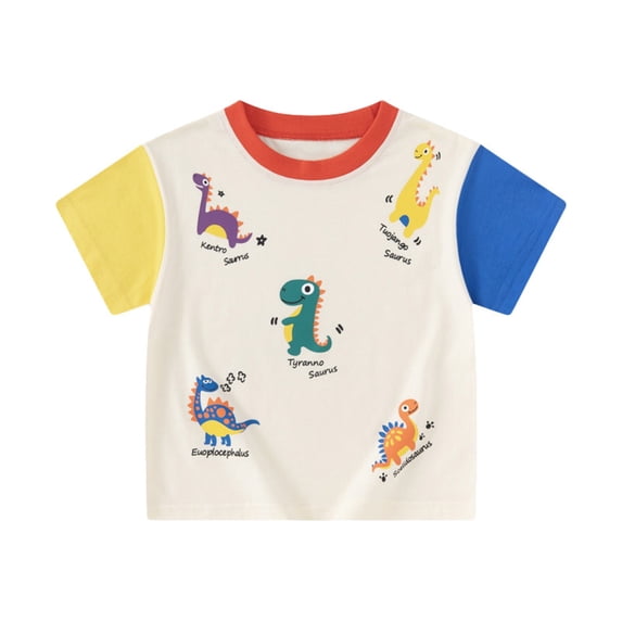 Boys Tshirts Shirts Toddler Fashion Dinosaur Print Short Sleeve Round ...