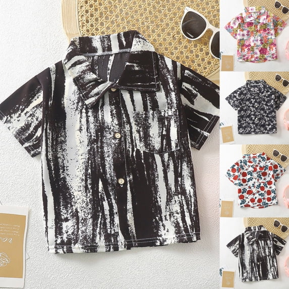Boys Tshirts Short Sleeve Button Down Floral Print Lightweight Beach ...