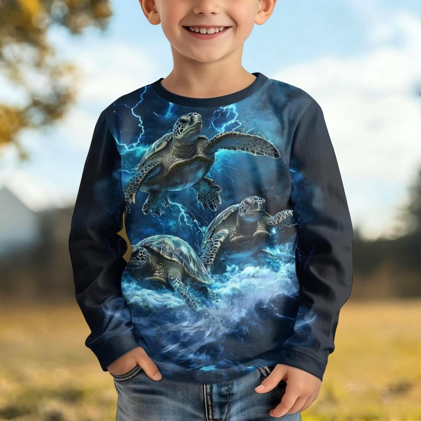 Boys Tshirts Short Sleeve Crewneck Cartoon Animal Print Graphic Tees ...