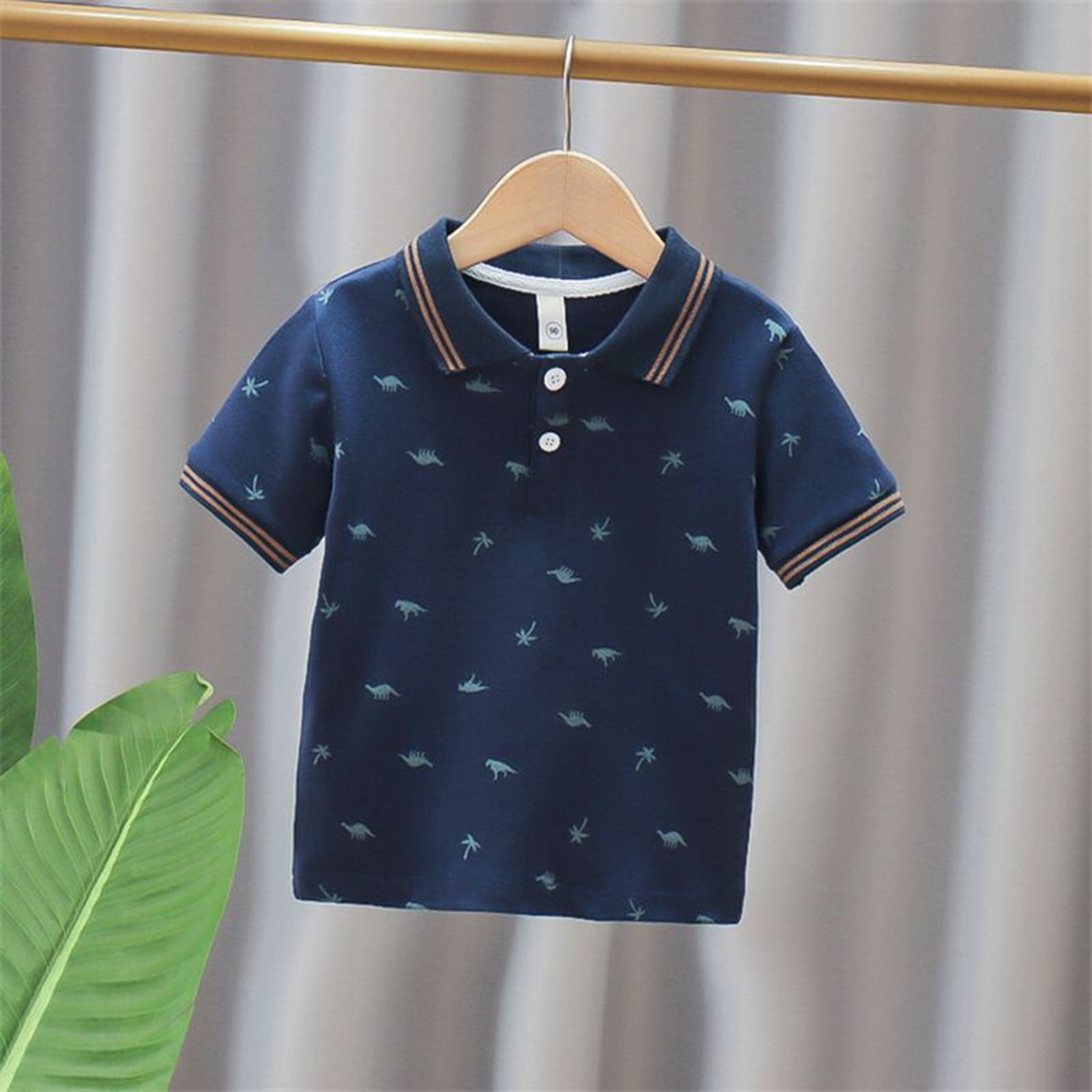Boys Tshirts Size 10-11Y Youth Dinosaur Print Short Sleeve Polo Shirt ...