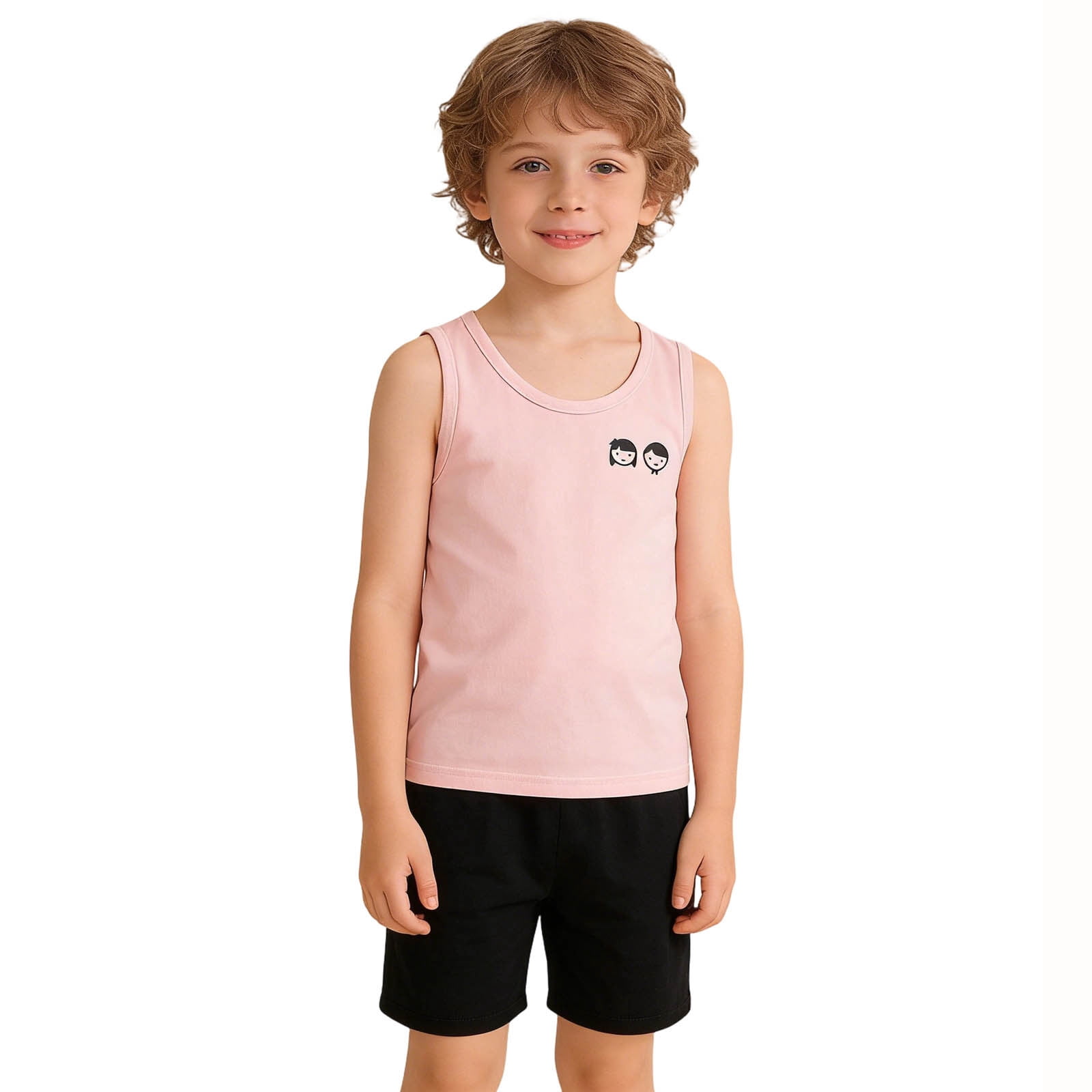 Boys Tshirts Size 2-3Y Children Solid Color Crew Neck Sleeveless Muscle ...