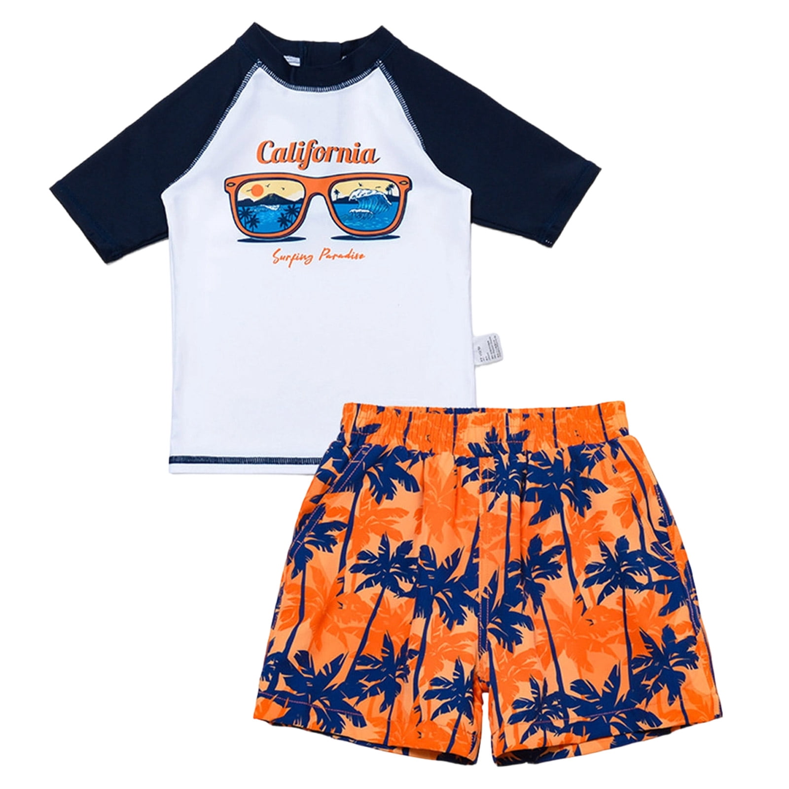 Boys Two Piece Dinosaur Swimsuit Rash Guard UPF 50+ with Hat Quick Dry ...