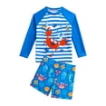 Boys Two Piece Long Sleeve Swimsuit Cartoon Print Soft Skin Friendly ...