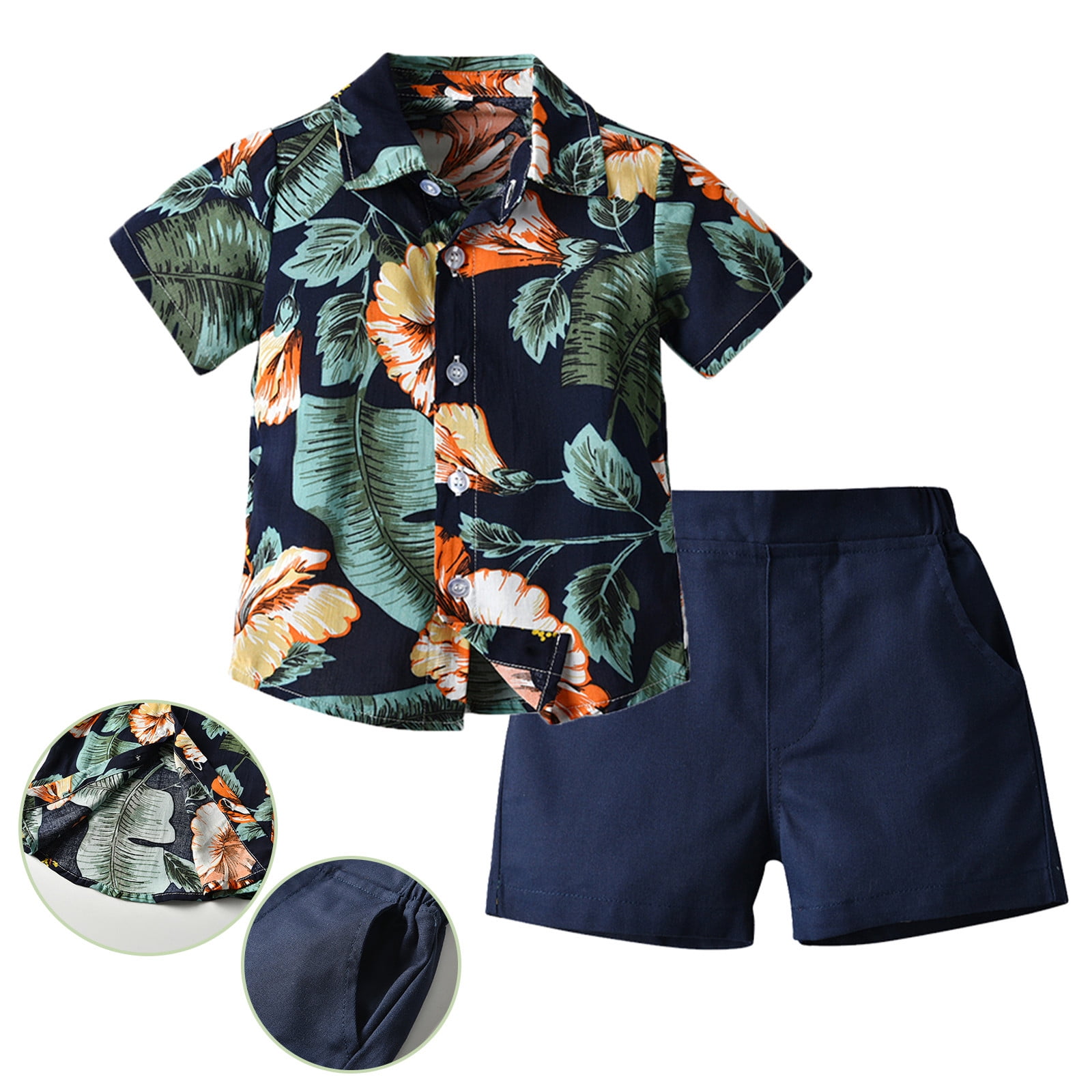 Boys Two Piece Outfits Hawai Boy Clothing Set Summer Short Sleeve Shirt ...