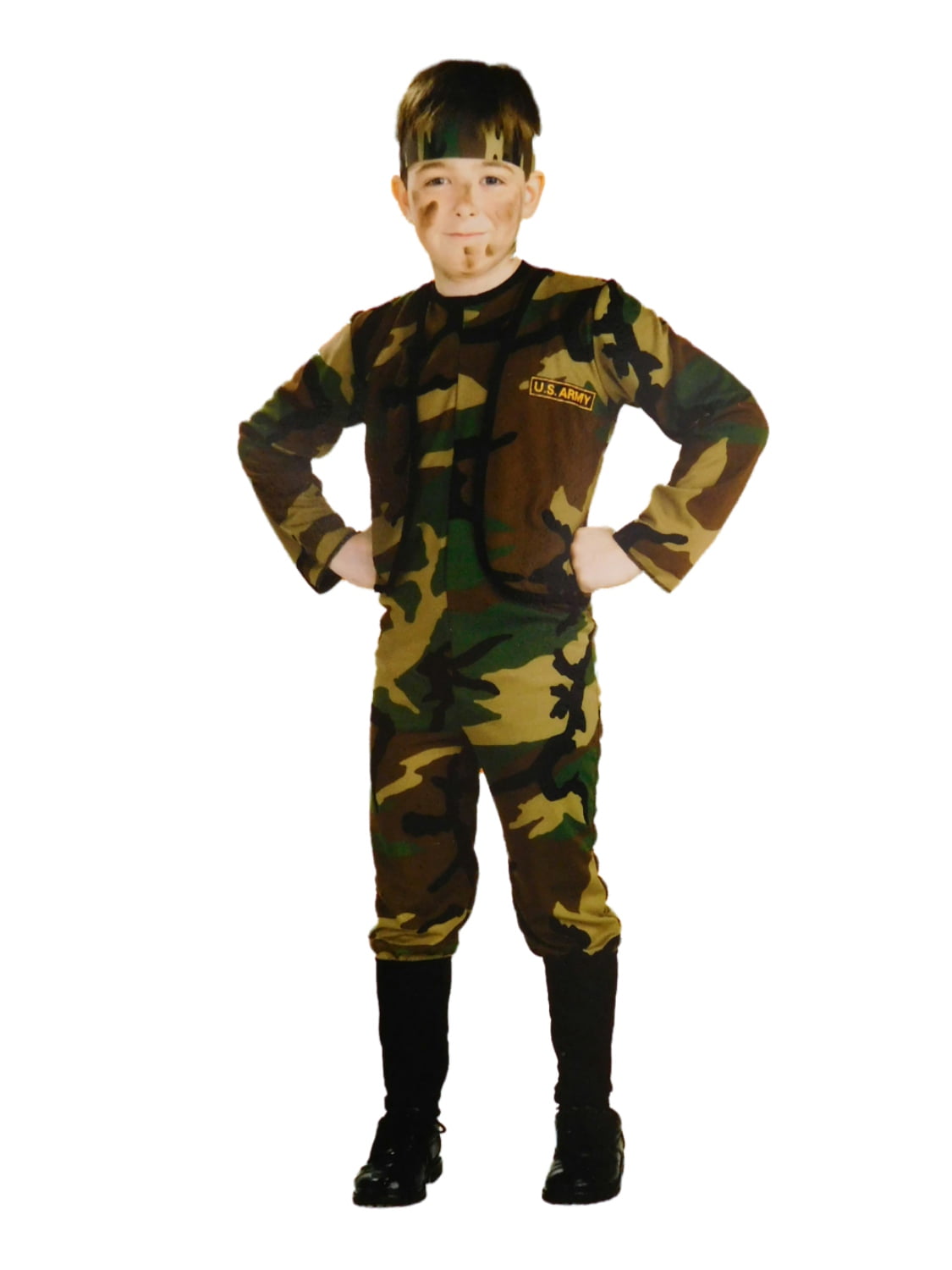 Boys U.S. Army Soldier Camouflage Army Man Halloween Costume Small 4-6x ...