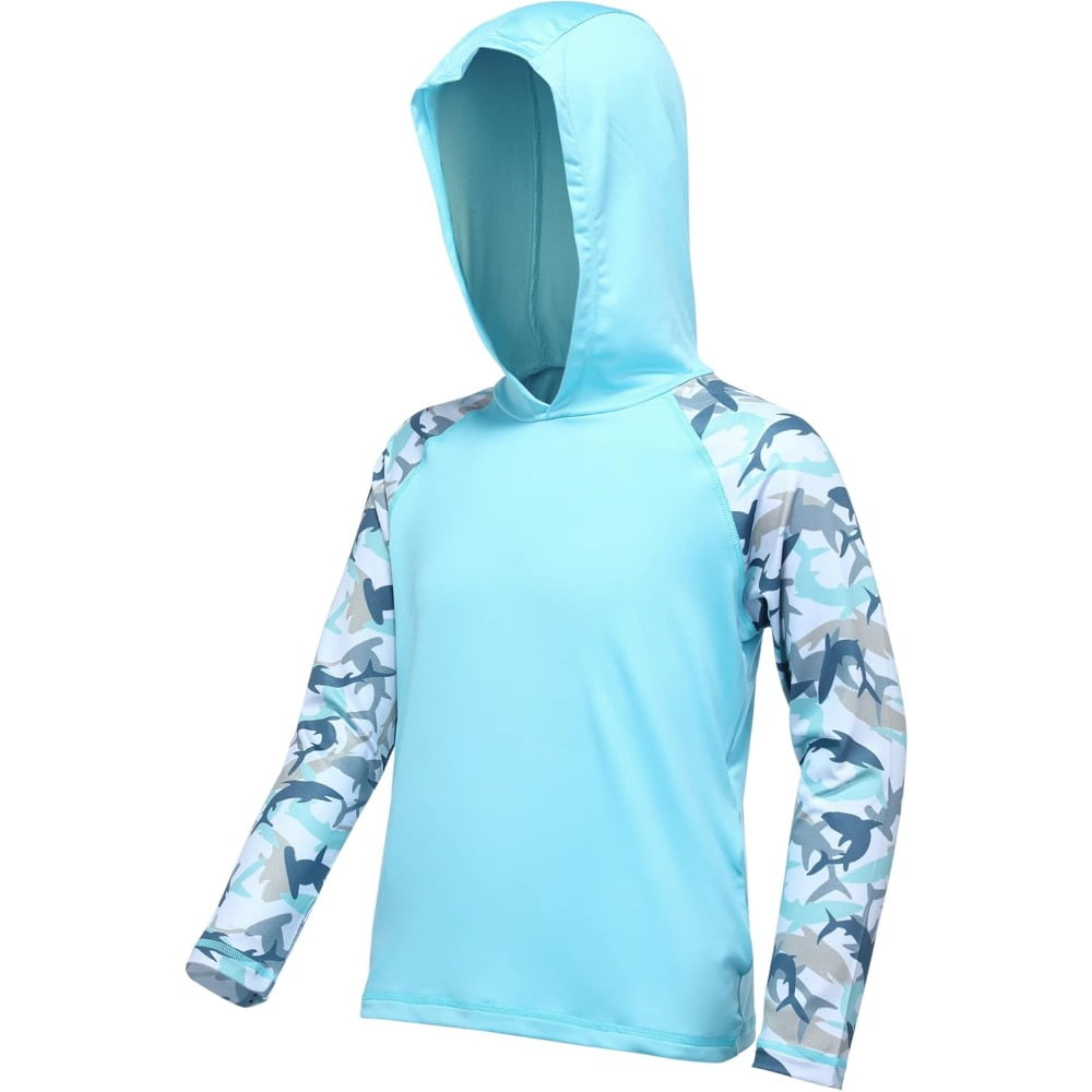 Boys UPF 50+ Swim Hooded Shirt with Pocket/Non-Pocket, Youth Kids SPF ...