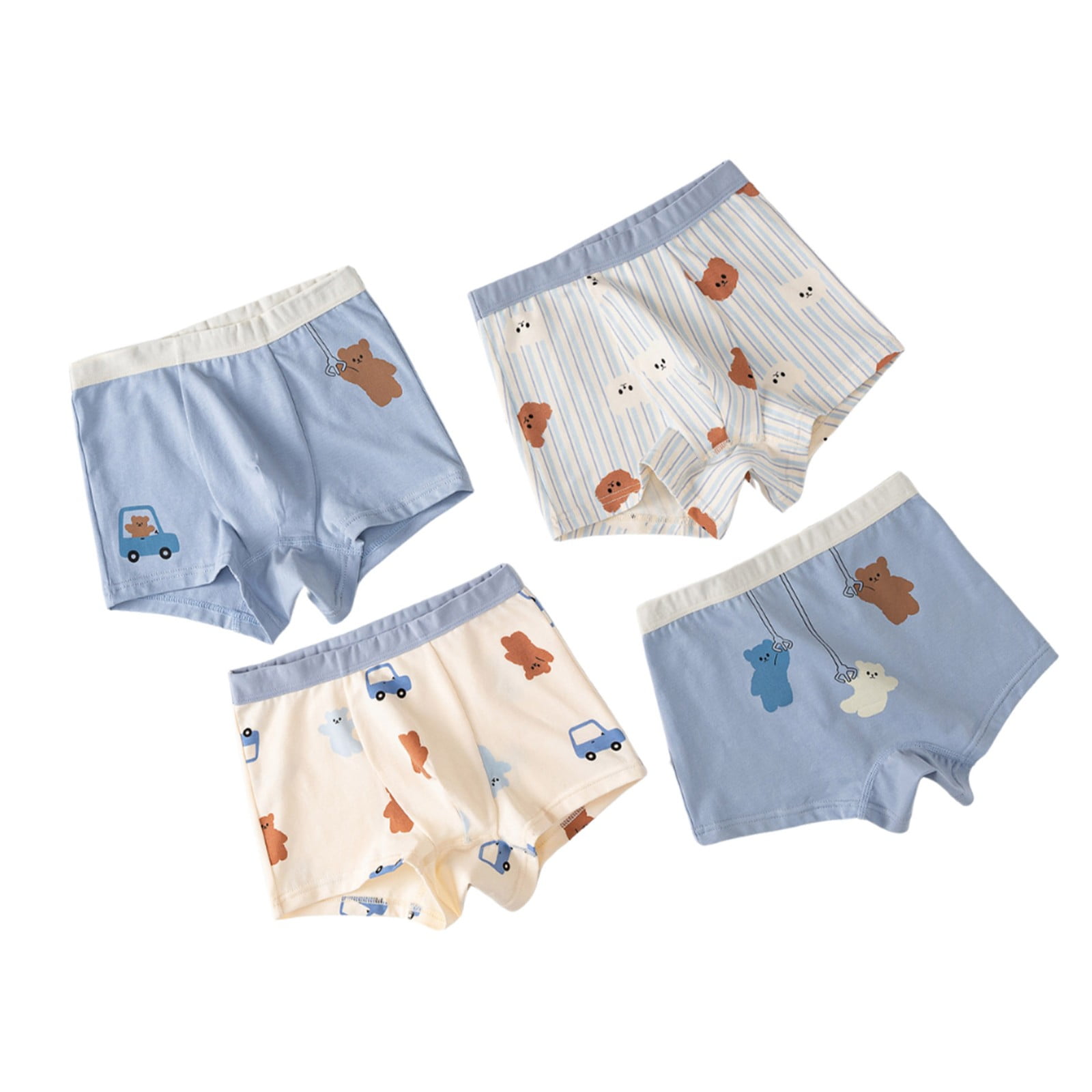 Boys Underwear 4 Pack Loose Cute Cartoon Print Soft Breathable Thin ...