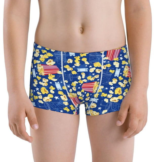 Boys Underwear - Cute Popcorn No.1001 Soft 100% Cotton Boys Boxer Briefs Lightweight Stretch ...