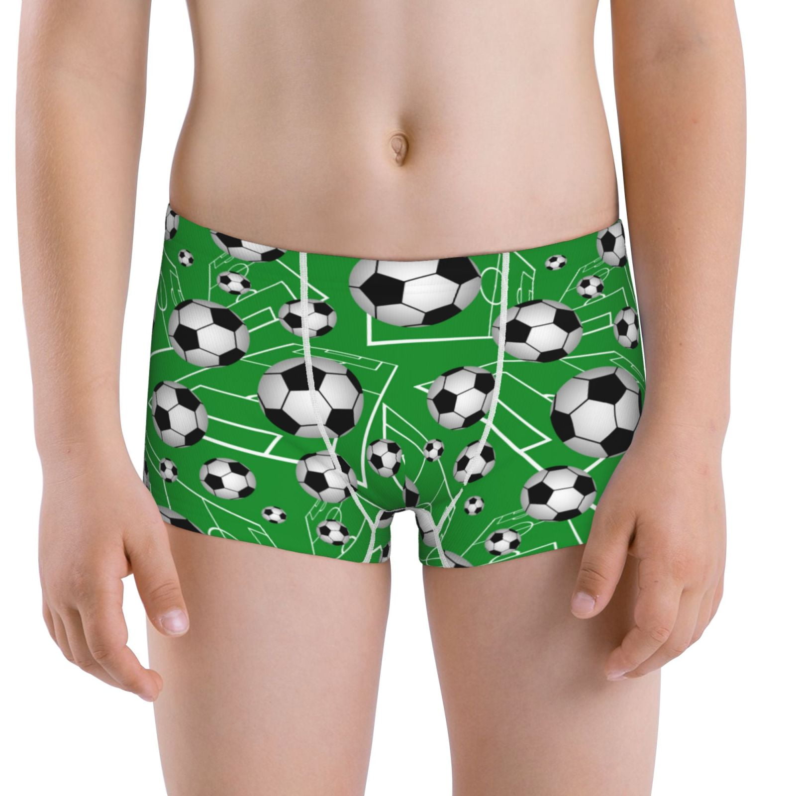 Boys Underwear - Cute soccer balls green Soft 100% Cotton Boys Boxer ...