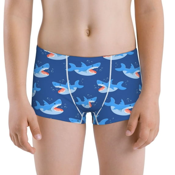 Boys Underwear - Funny Cartoon Cute Shark Blue_A Soft 100% Cotton Boys ...