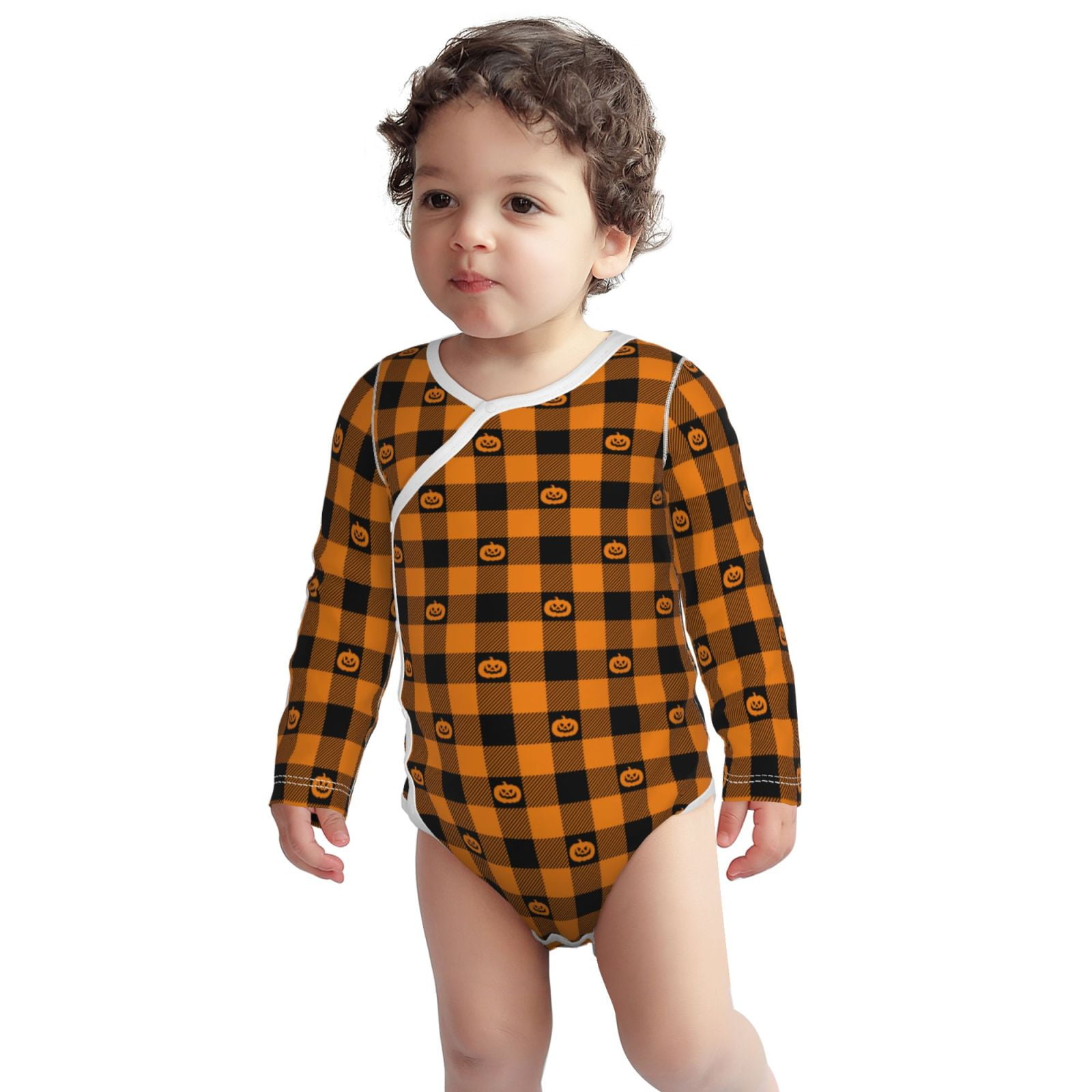 Baby Onesies halloween elements plaid pumpkins Cotton Newborn Onesies ...