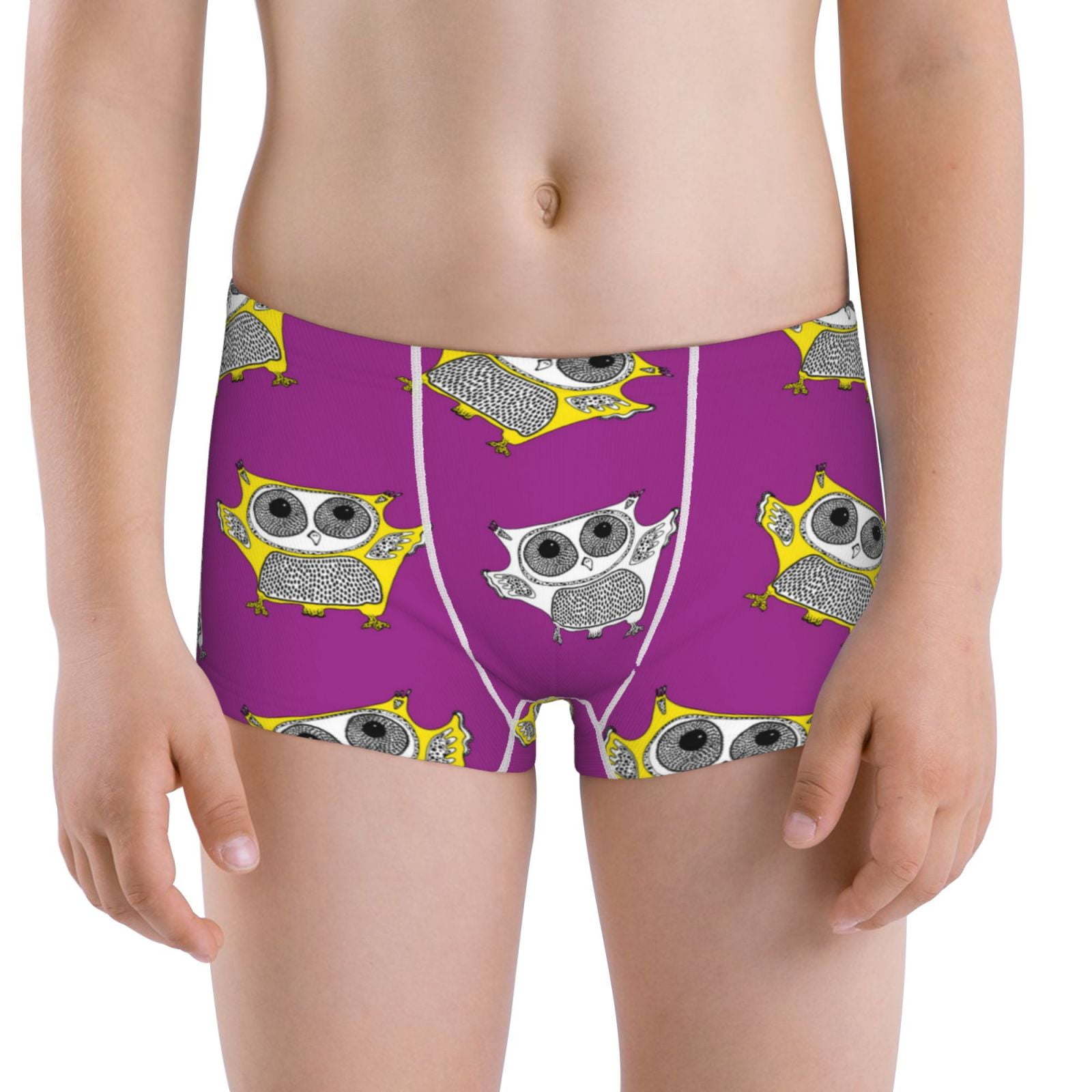 Boys Underwear Quirky Owl Purple Comfy Cotton Youth Boys Boxer Briefs ...