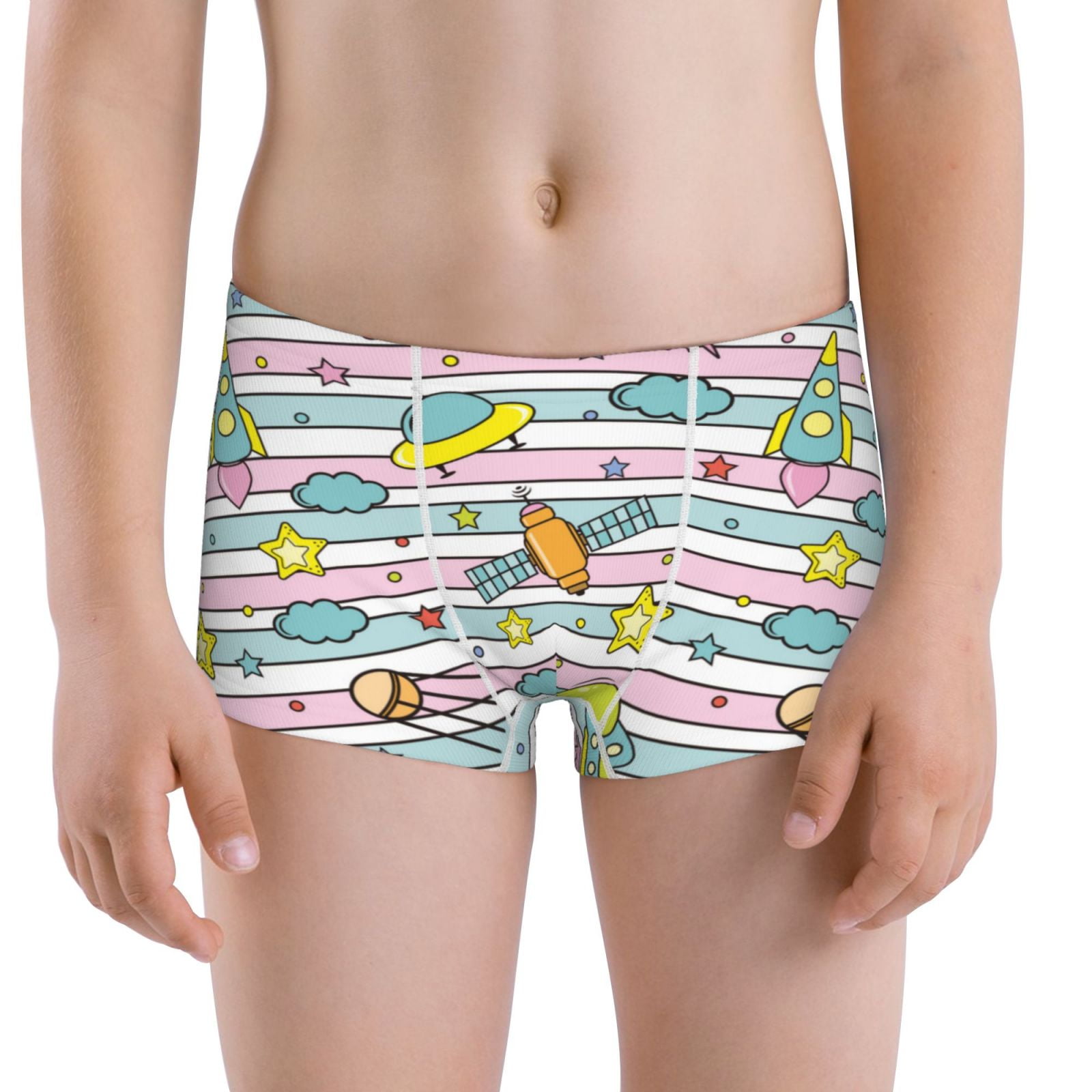 Boys Underwear Space Doodle Comfy Cotton Youth Boys Boxer Briefs, Kids Boxer Briefs with Soft ...