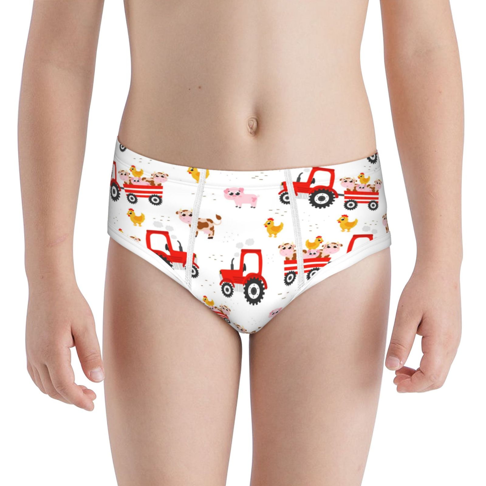 Boys Underwear - Tractor With Farm Animals Soft Cotton Boys Briefs Lightweight Stretch Underwear ...