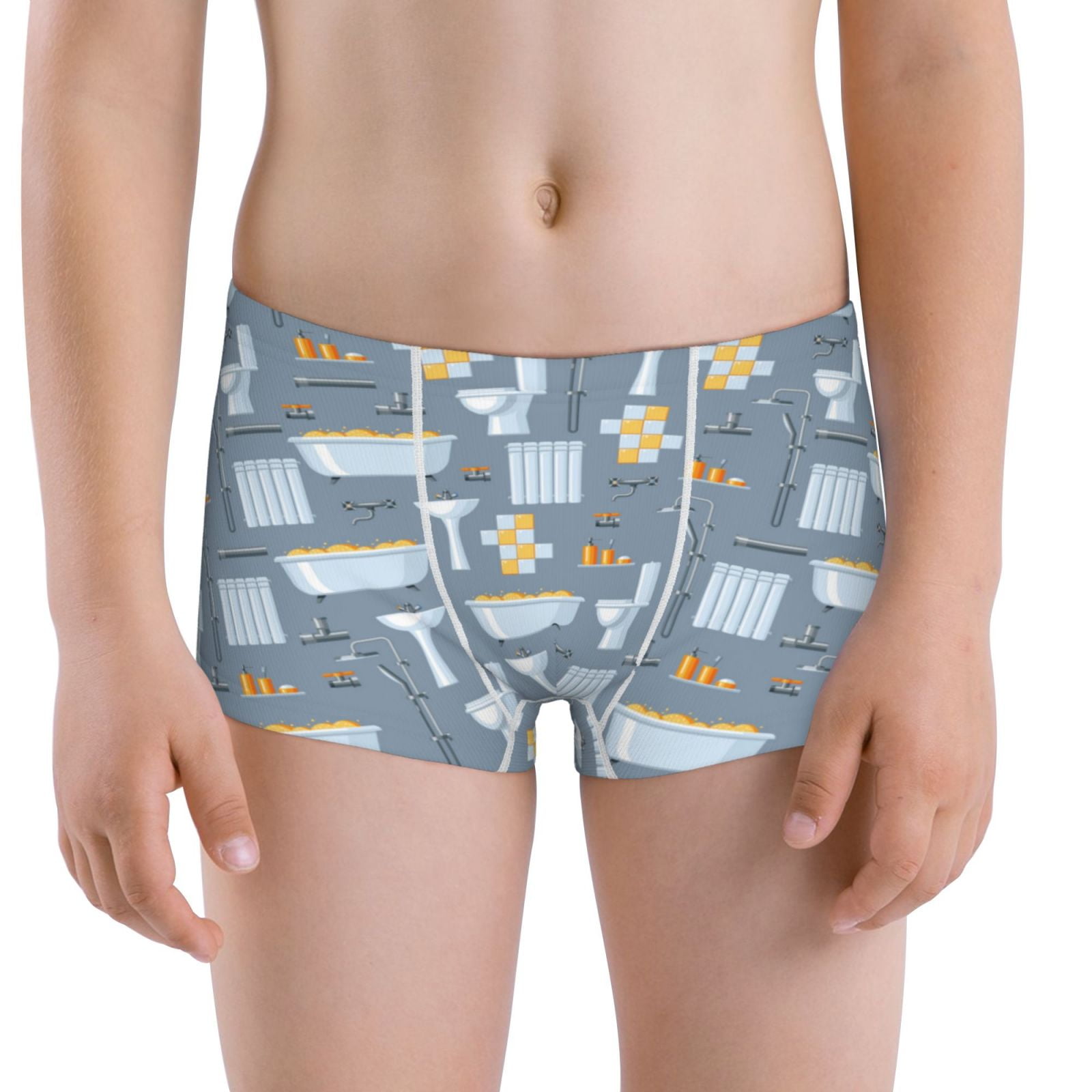 Boys Underwear - blue bathroom Soft 100% Cotton Boys Boxer Briefs ...