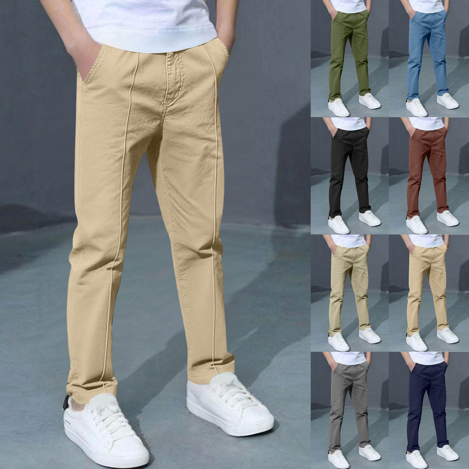 Boys Uniform Pants 11-12 Boys Cargo Pants Elastic Waist Hiking Pant ...