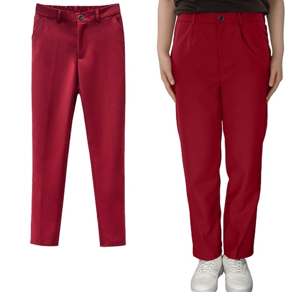 Boys Uniform Pants Dress Pants Elastic Waist Straight Pants with ...