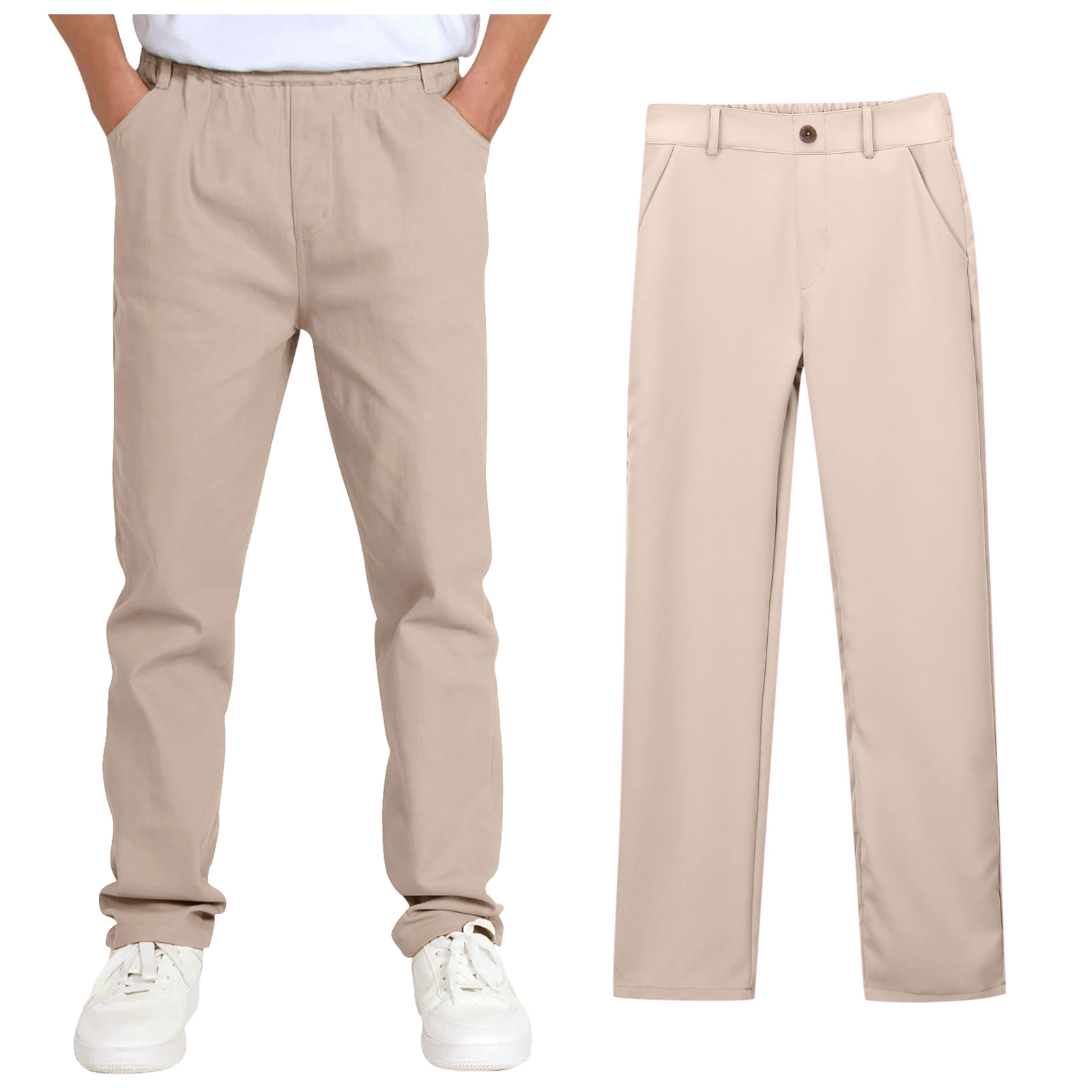 Boys Uniform Pants Pull On Chino Pants with Pockets Straight Pants ...