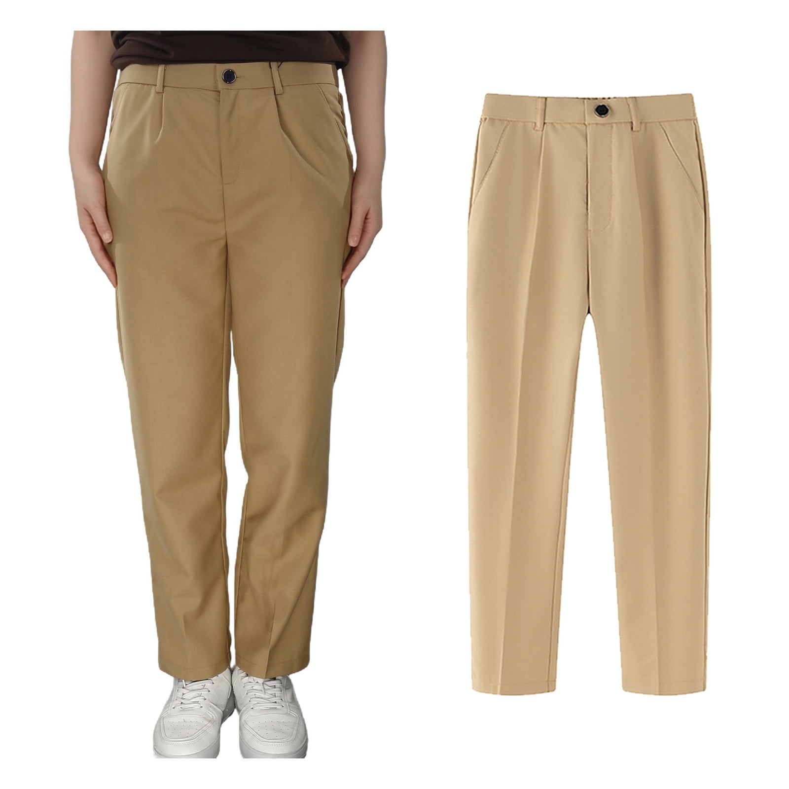 Boys Uniform Pants Pull On Chino Pants with Pockets Straight Pants ...