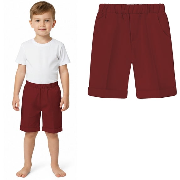Boys Uniform Pants Stretch Pleated Front Dress Short Red Pants for ...