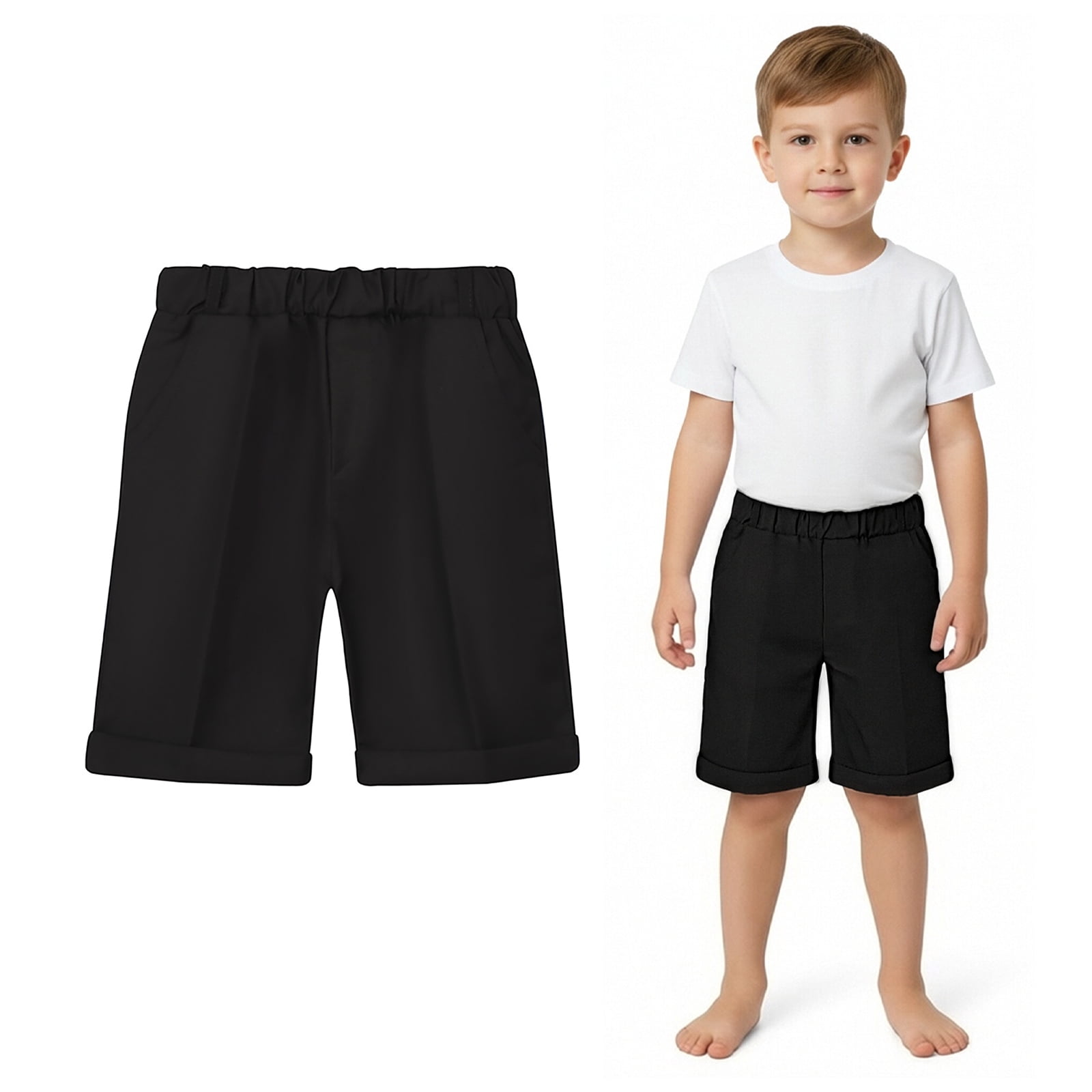 Boys Uniform Shorts Pleated Front Stretch Dress Short Boys Black ...