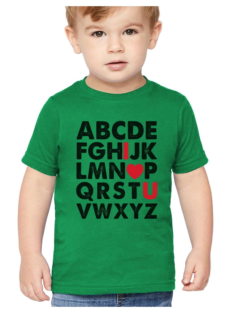 Kids Valentine's Day Alphabet ABC I Love You Toddler Adorable T-Shirt ...