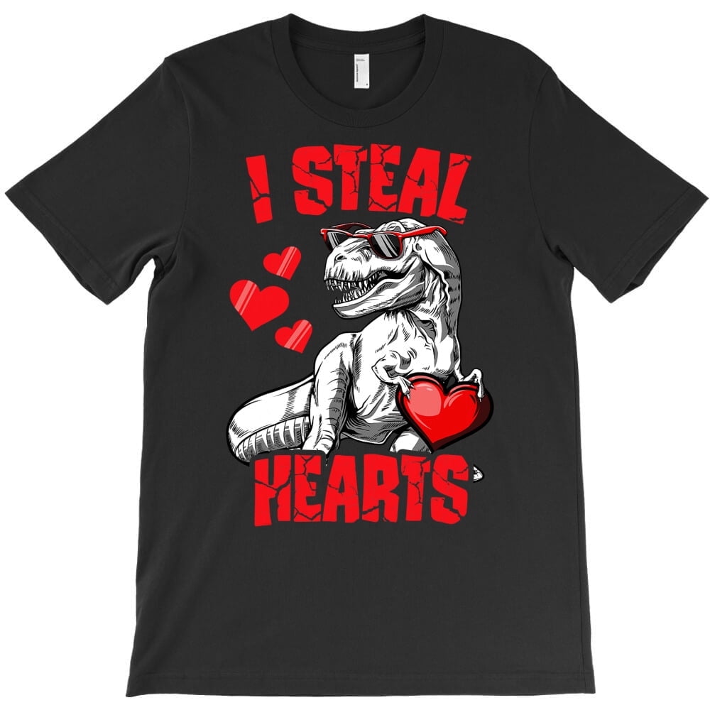 Boys Valentines Day Kids Dinosaur T Rex Lover I Steal Hearts Themed ...